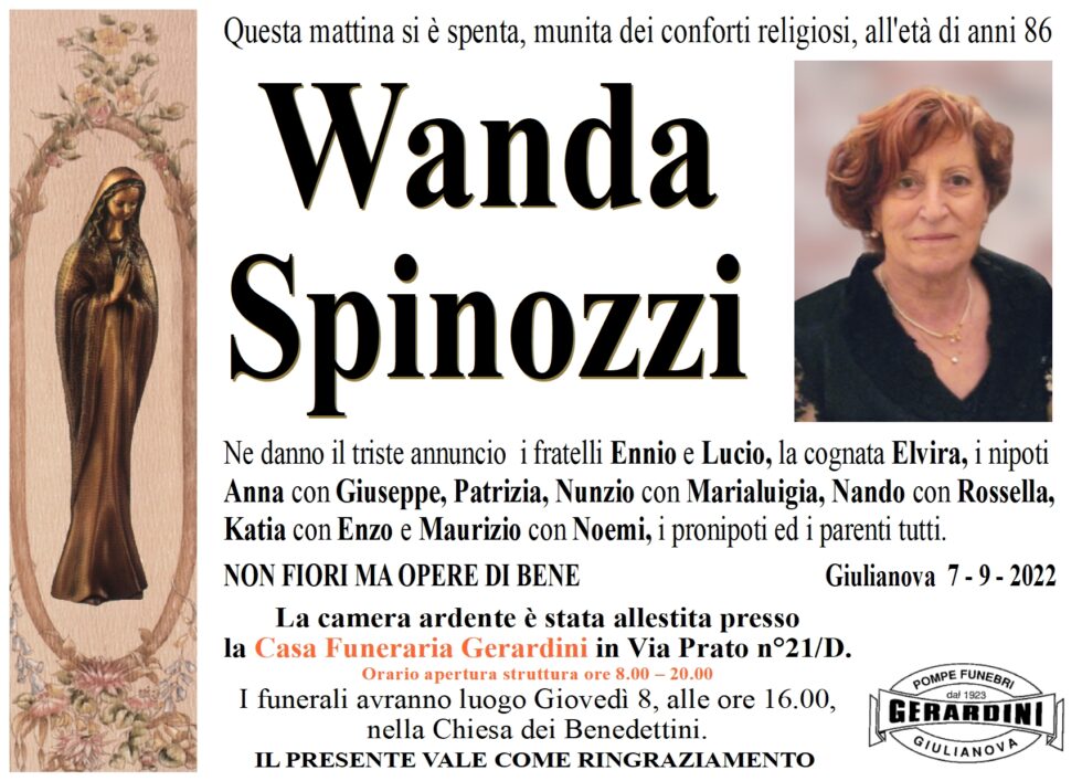 WANDA SPINOZZI | Pompe Funebri Gerardini