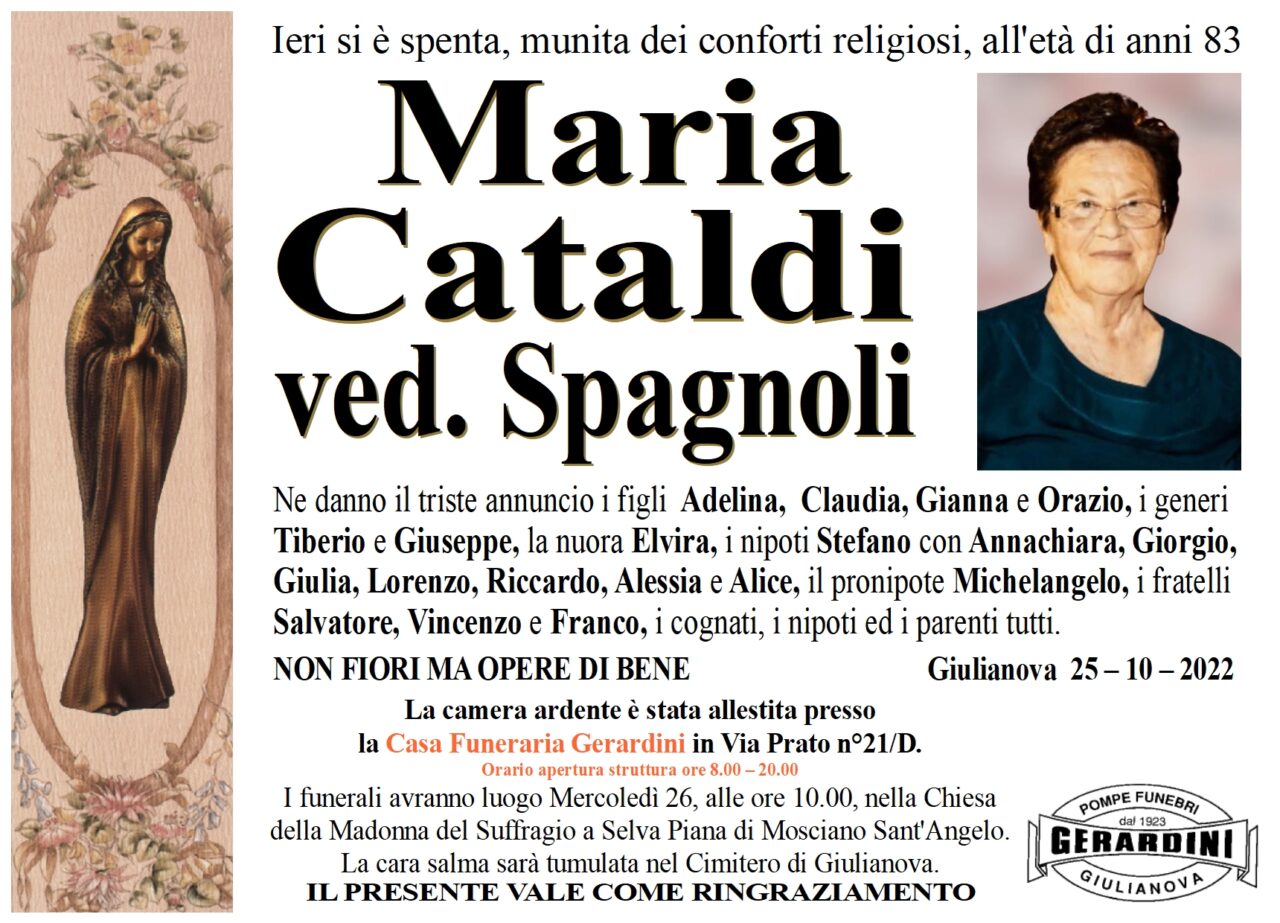 MARIA CATALDI VED. SPAGNOLI | Pompe Funebri Gerardini